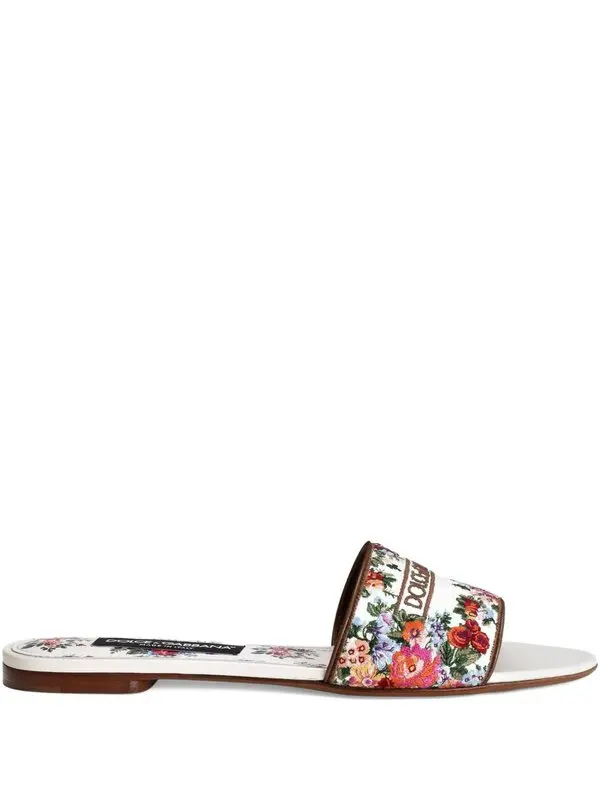 Dolce & Gabbana Embroidered Slides - Pink