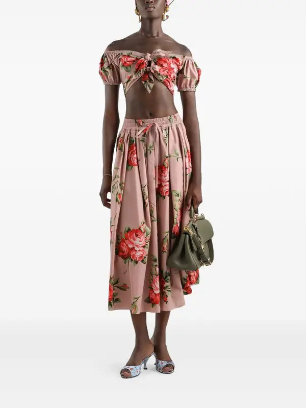 Dolce & Gabbana Floral Print Long Skirt - Pink