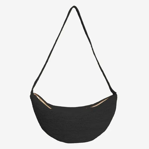 IBELIV Luna Raffia Shoulder Bag - Black