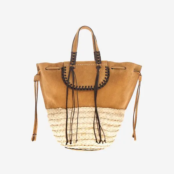 CUBA LAB Suede And Raffia Bolero Bag