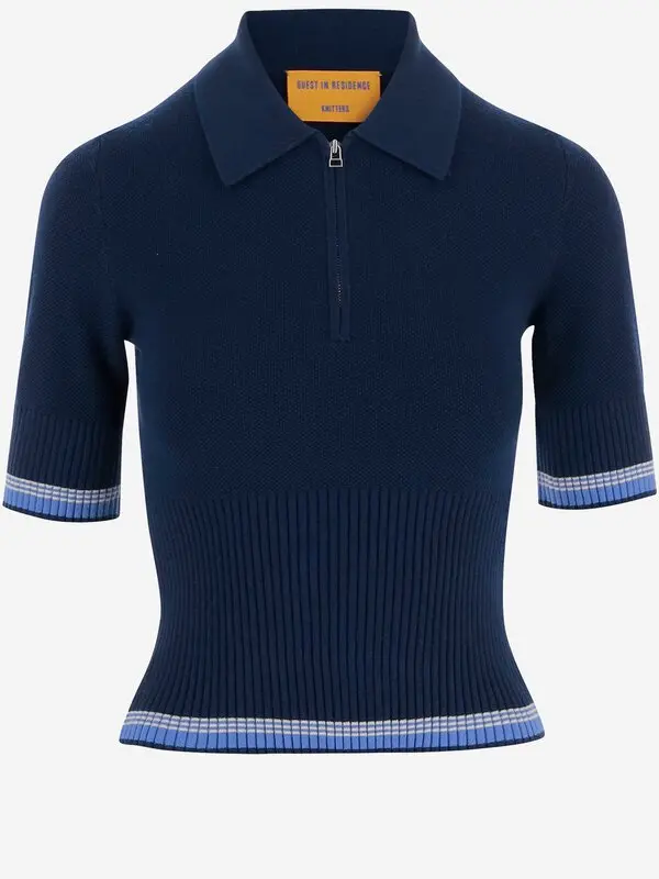 Guest In Residence Cotton And Cashmere Polo Shirt - Blue
