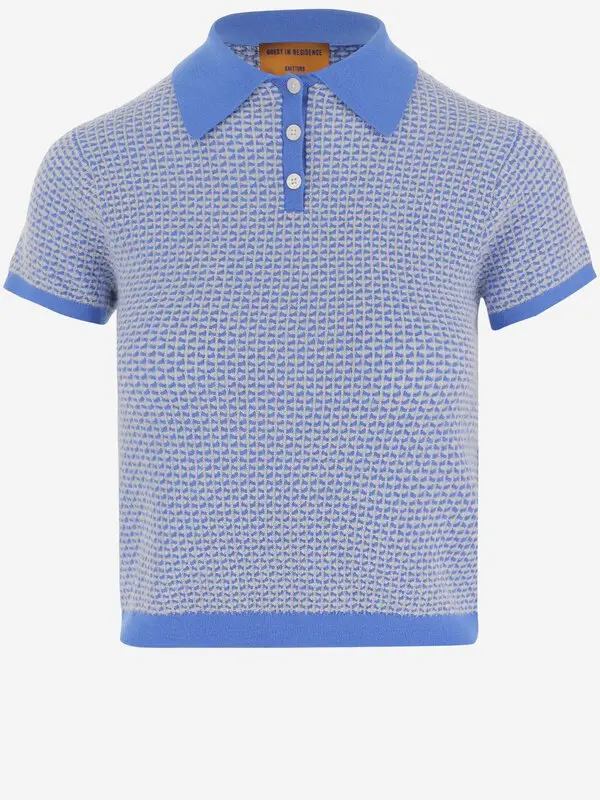 Guest In Residence Shrunken Cashmere Pique Polo Shirt - Clear Blue