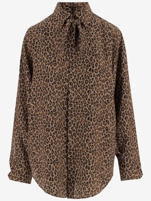 SA SU PHI Silk Animal Print Shirt - Red