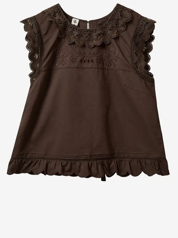 THE GARMENT Cotton Top With Lace Inserts