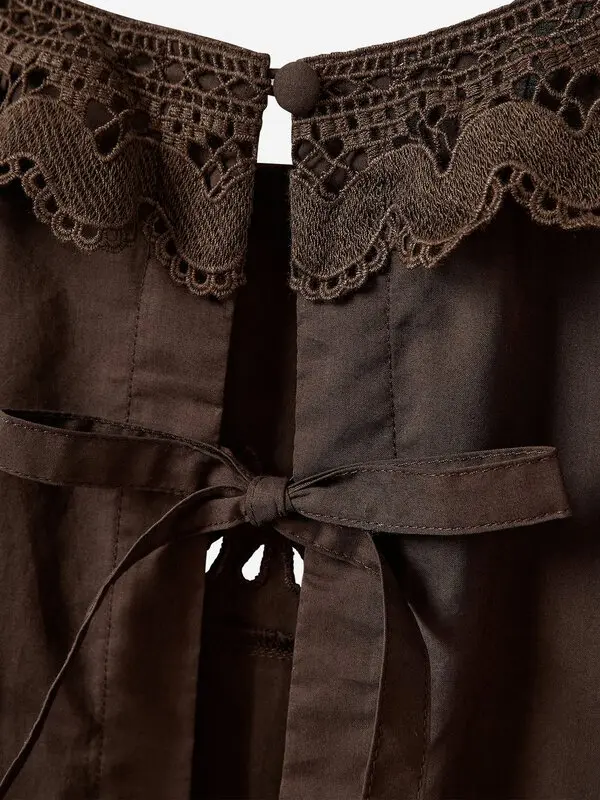 THE GARMENT Cotton Top With Lace Inserts