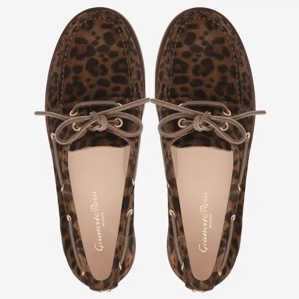 GIANVITO ROSSI Animal Print Leather Loafers - Red