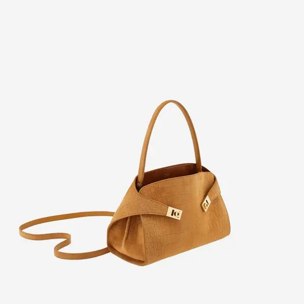 FERRAGAMO Hug Soft Suede Shoulder Bag - Brown