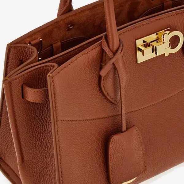 FERRAGAMO Hammered Leather Handbag - Brown
