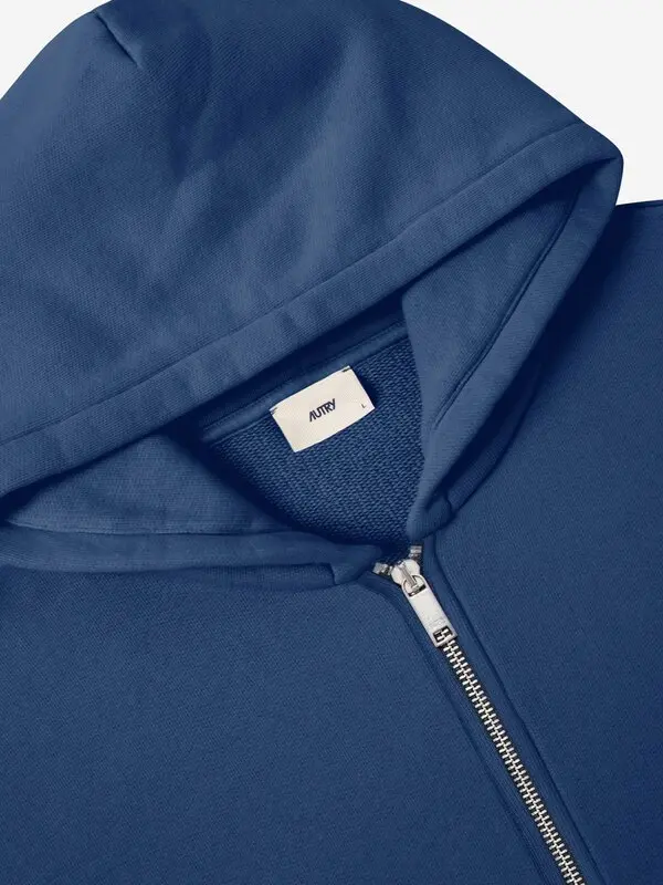 AUTRY Cotton Zip-up Hoodie With Logo - Blue