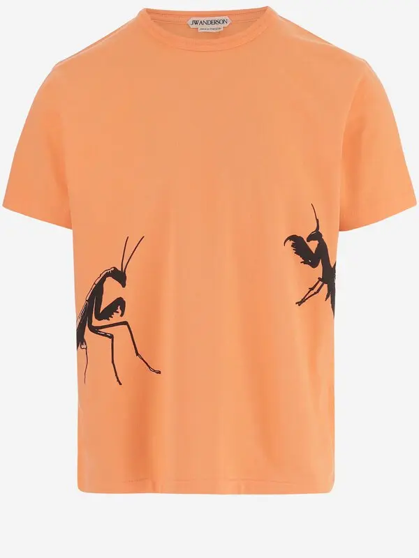 JW Anderson Cotton T-shirt With Print - Orange