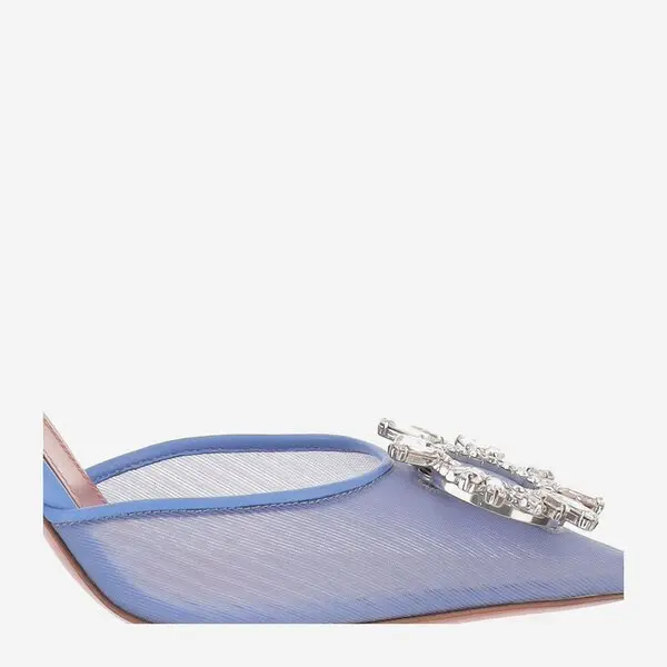 Amina Muaddi Begum Mesh Slingbacks - Light Blue