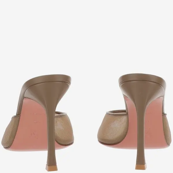 Amina Muaddi Alexa Mesh Mules - Beige