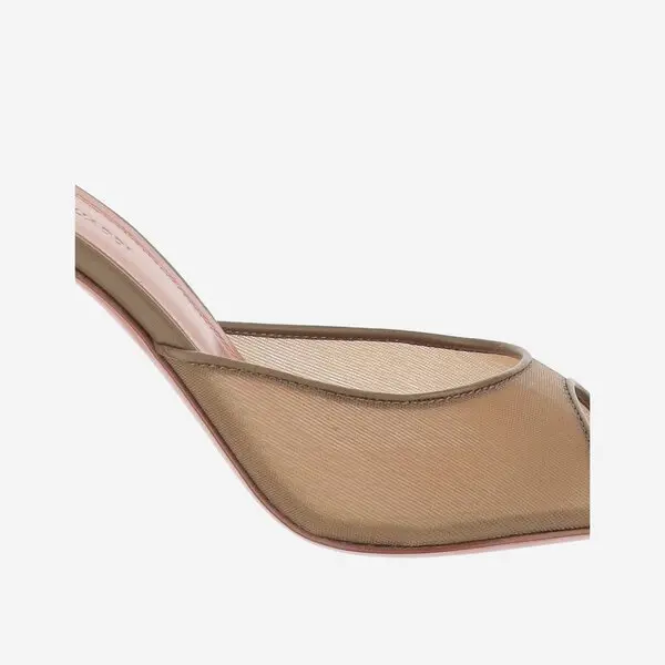 Amina Muaddi Alexa Mesh Mules - Beige