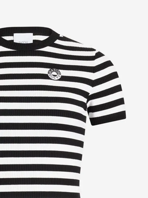 PATOU Cotton T-shirt With Striped Pattern