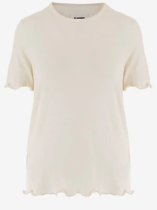 JIL SANDER Silk Blend T-shirt - Ivory