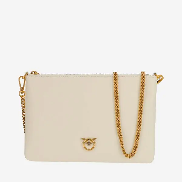 Pinko Clutch With Chain Shoulder Strap - White