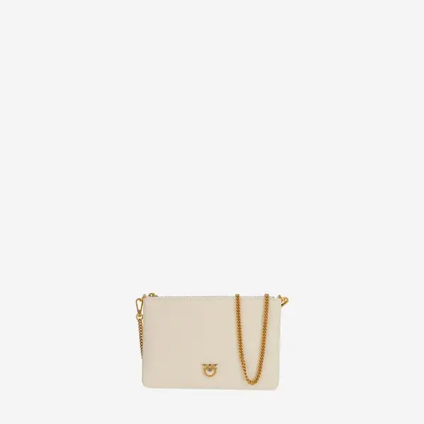 Pinko Clutch With Chain Shoulder Strap - White