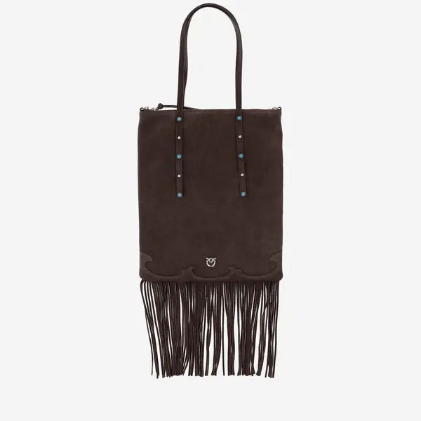 Pinko Suede Shopping Bag With Fringes