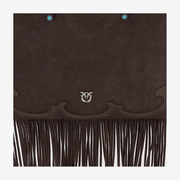 Pinko Suede Shopping Bag With Fringes