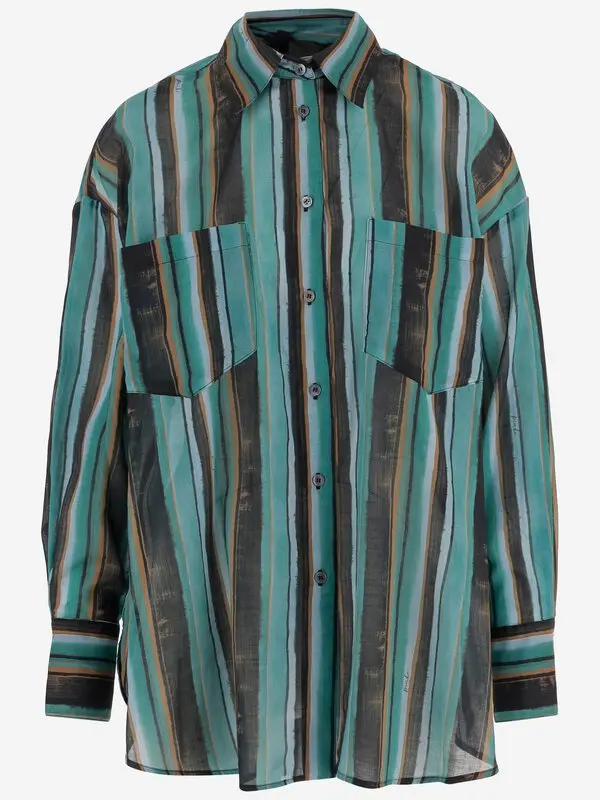 Pinko Cotton Shirt With Striped Pattern - Red