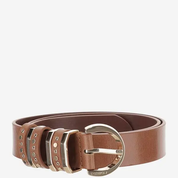 Pinko Leather Belt With Studs - Brown