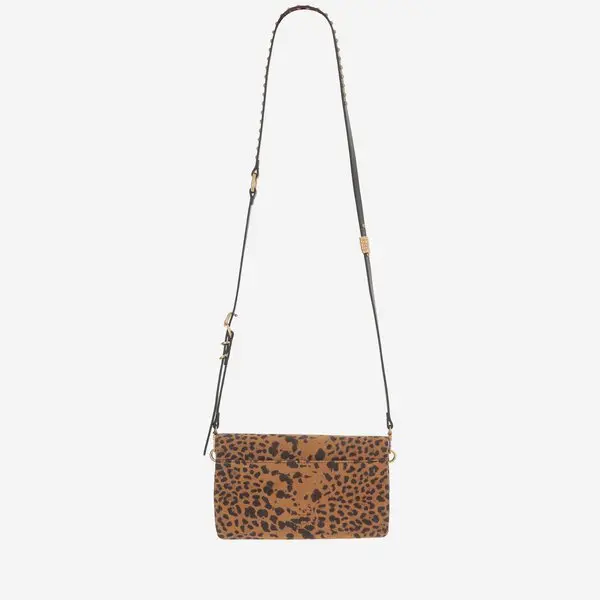 Pinko Suede Shoulder Bag With Animal Print And Love Birds Logo
