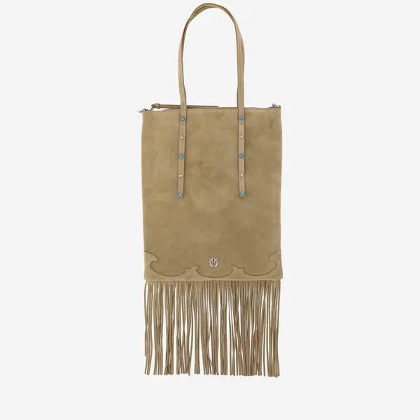 Pinko Suede Shopping Bag With Fringes