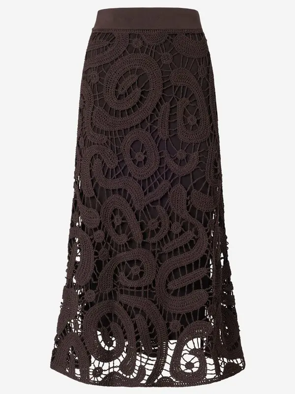 Pinko Geometric Crochet Midi Skirt