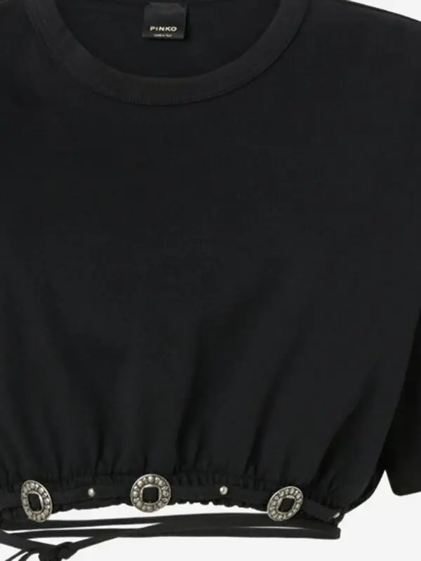 Pinko Cotton Top With Drawstring - Black