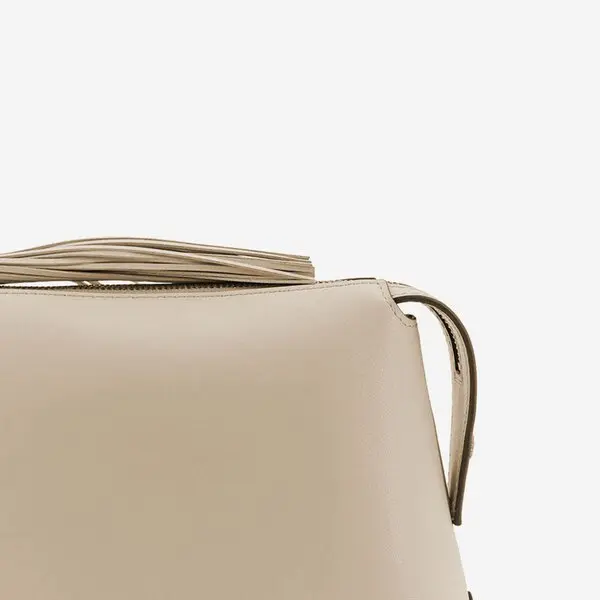 Pinko Leather Beauty Case With Logo Detail - Beige