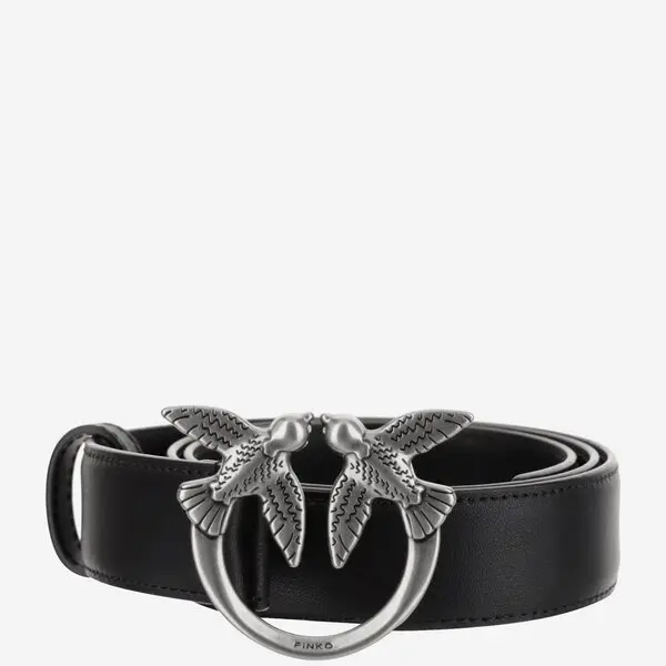 Pinko Love Birds Leather Belt - Black