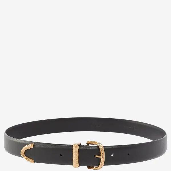 Pinko Leather Belt With Decorative Buckle - Black