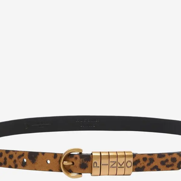 Pinko Suede Leather Belt With Logo - Red