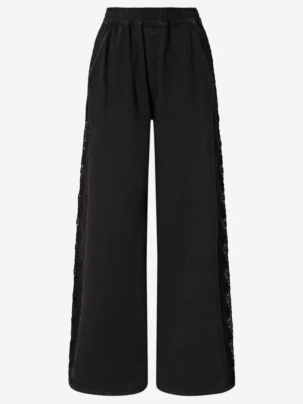 Pinko Cotton Denim Trousers With Lace Detailing