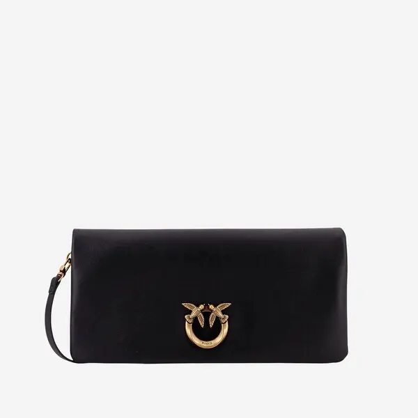Pinko Love Bag Click Soft Leather Clutch - Black