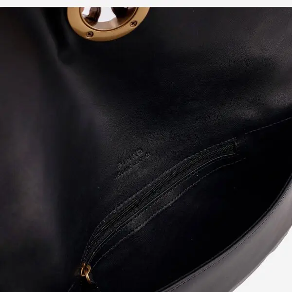 Pinko Love Bag Click Soft Leather Clutch - Black