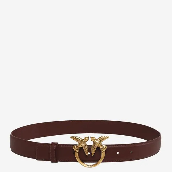 Pinko Love Berry Leather Belt - Brown