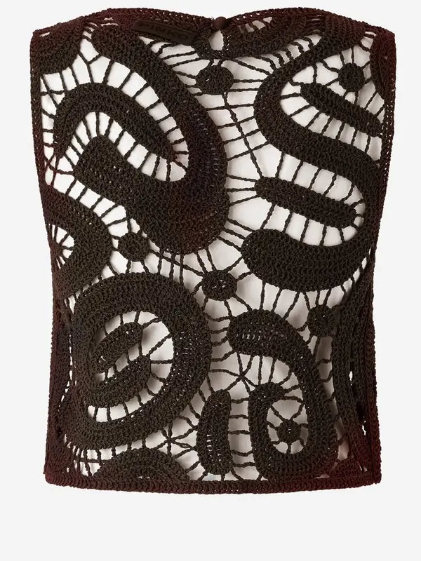 Pinko Geometric Crochet Top - Brown