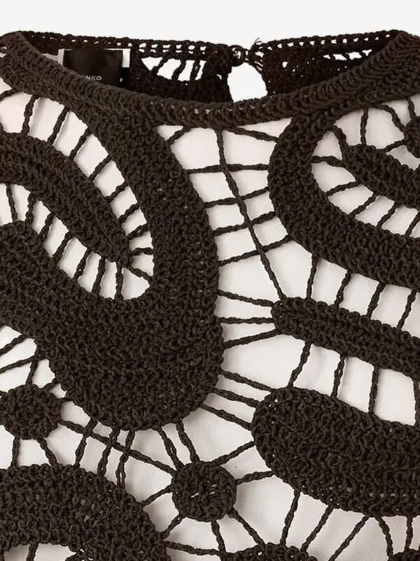 Pinko Geometric Crochet Top - Brown