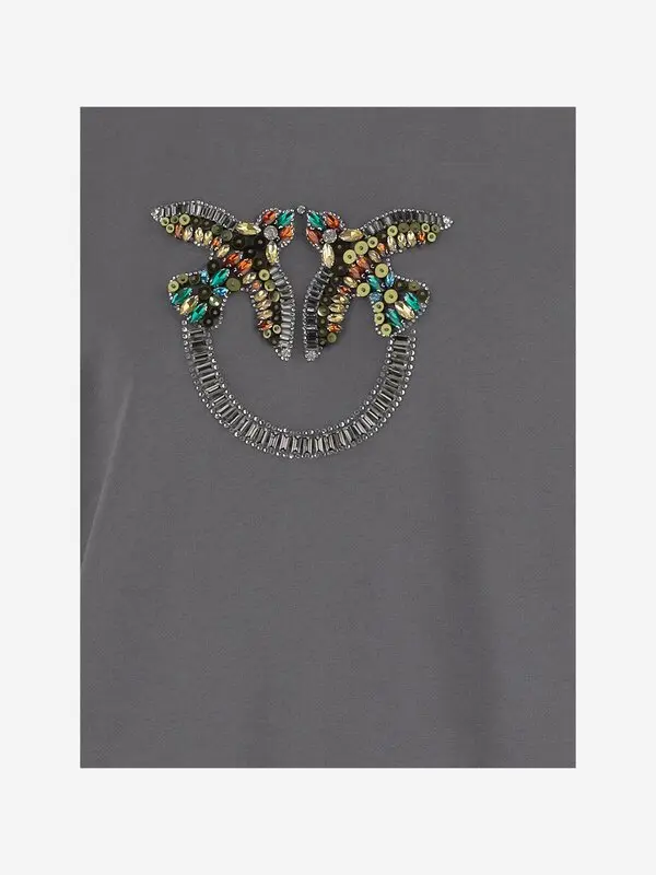 Pinko Cotton Sweatshirt With Logo - Grey