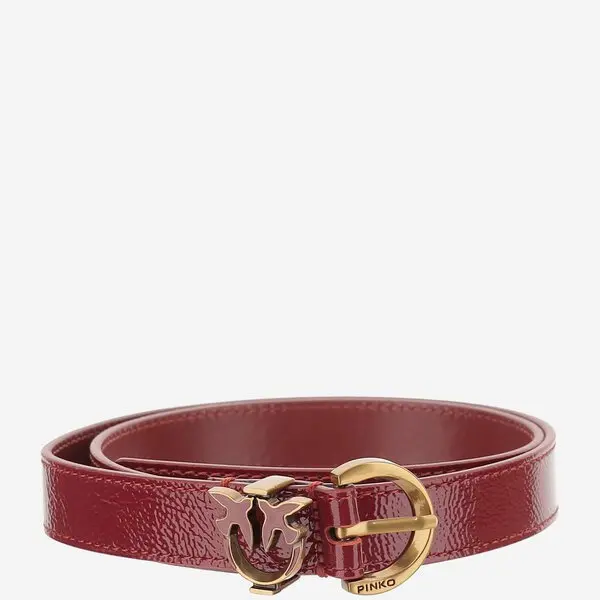 Pinko Leather Belt With Logo - Red
