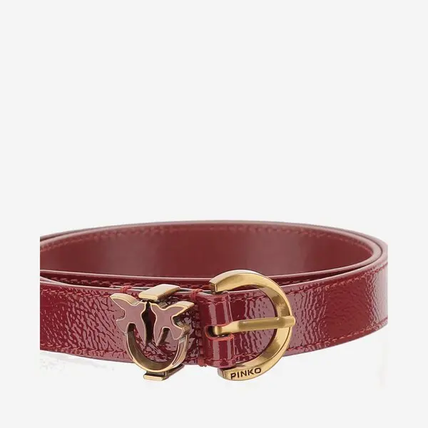 Pinko Leather Belt With Logo - Red