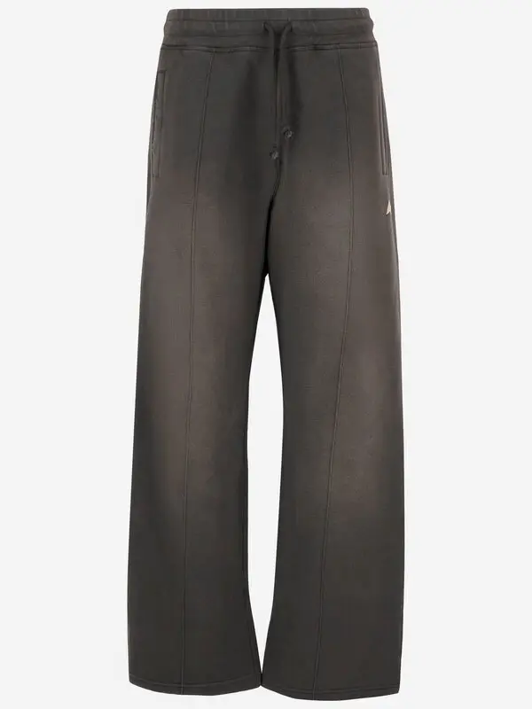 GOLDEN GOOSE Cotton Pants With Logo - Grey