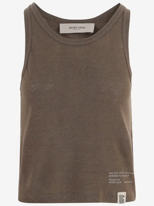 GOLDEN GOOSE Linen Tank Top - Brown
