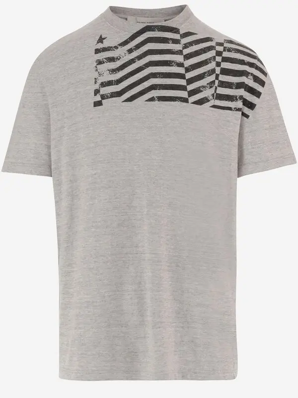 GOLDEN GOOSE Cotton T-shirt With Print - Grey