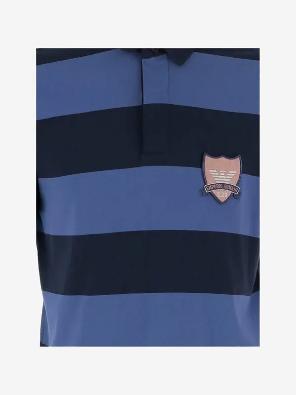 Emporio Armani Striped Cotton Polo Shirt With Logo