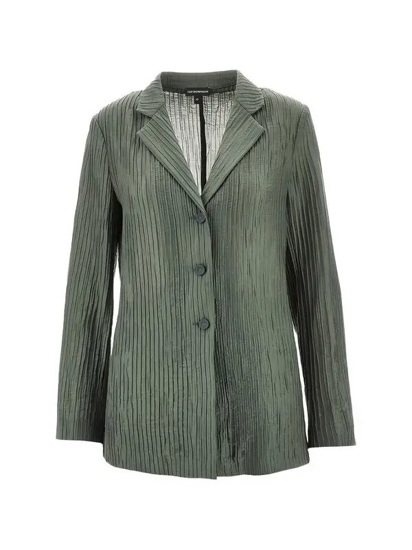 Emporio Armani Single-breasted Pleated Blazer - Grey