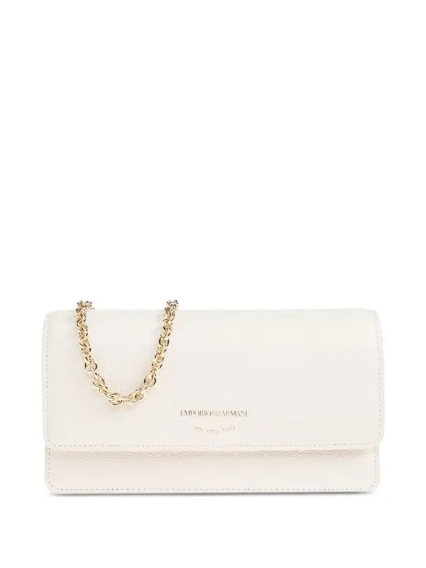 Emporio Armani Leather Wallet On Chain - White