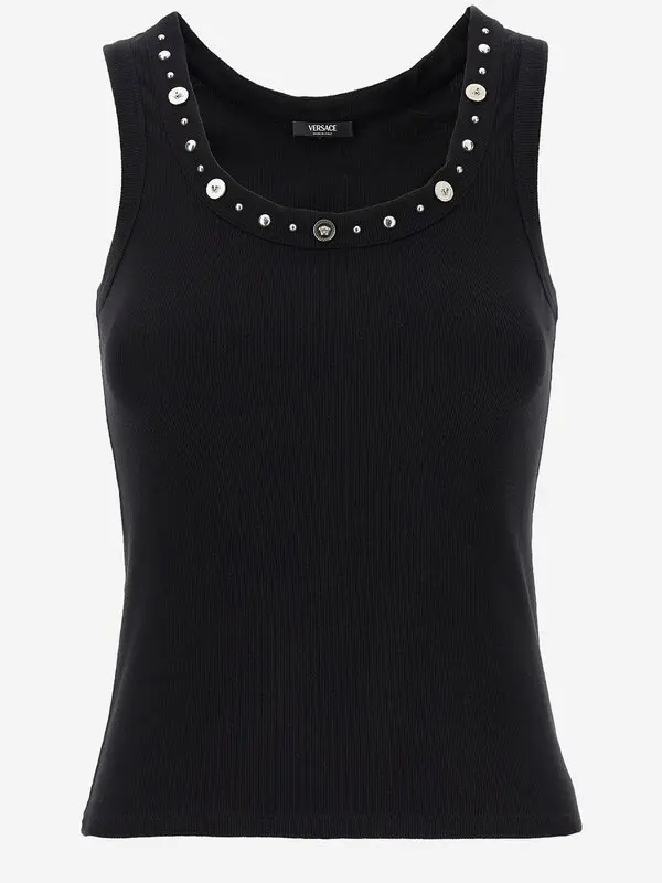 Versace Stretch Cotton Top With Studs