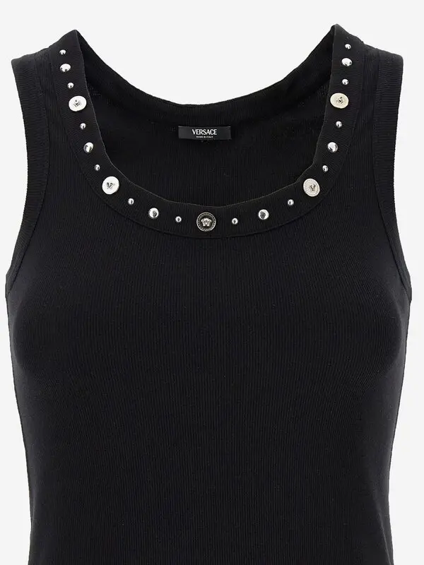 Versace Stretch Cotton Top With Studs